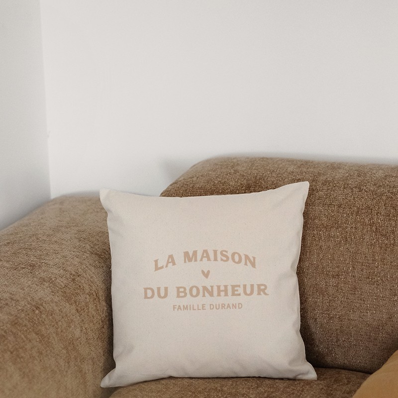 Housse de coussin Maison du bonheur - Personnalisable