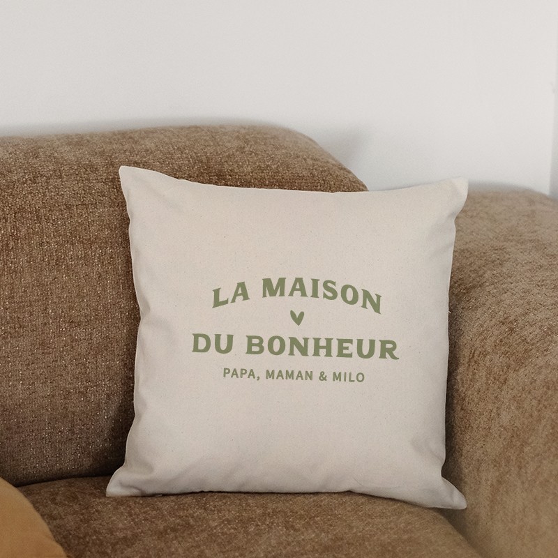 Housse de coussin Maison du bonheur - Personnalisable