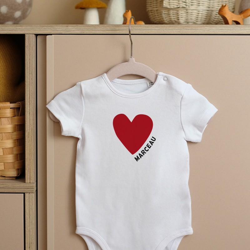 Body Grand coeur rouge - Personnalisable