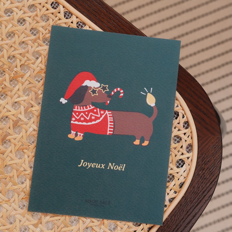 Carte postale Teckel Noël